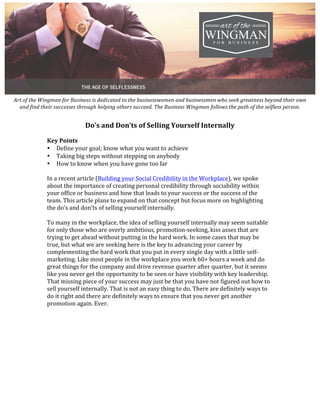 Do’s and Don’ts of Selling Yourself Internally | PDF | Resume Writing ...