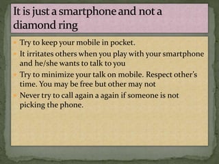 Dos and don’ts of smartphones | PPTX