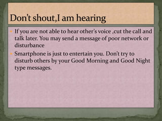 Dos and don’ts of smartphones | PPTX