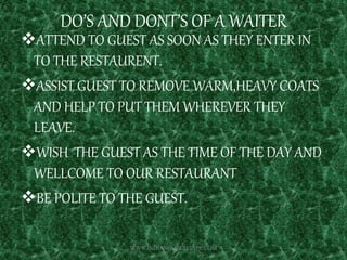 DO'S AND DON'TS OF A WAITER | PPTX