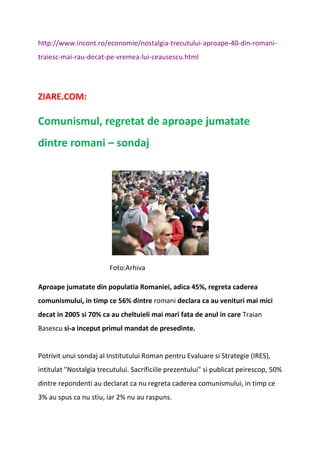 Dosar presa studiu_nostalgie | PDF