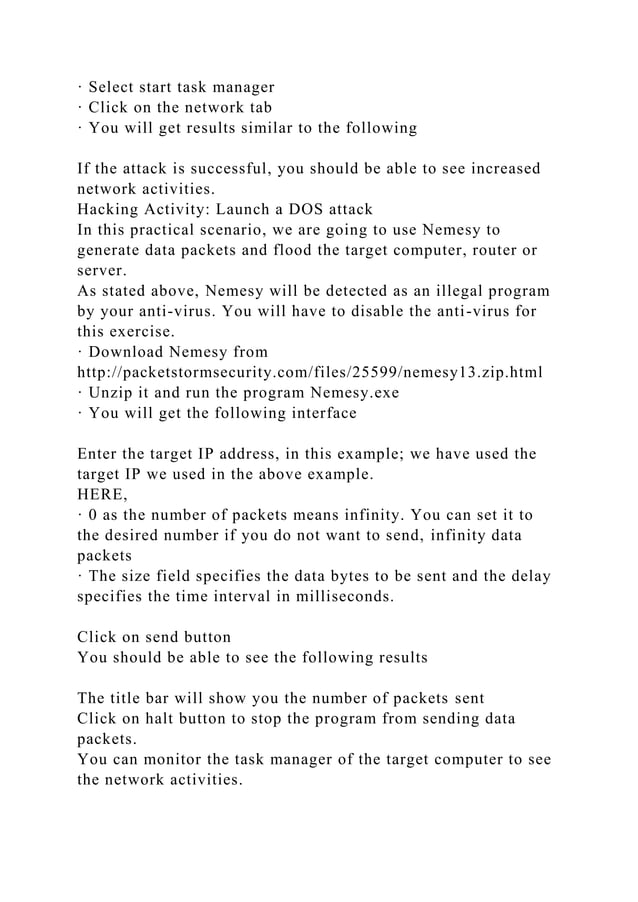 DoS (Denial of Service) Attack Tutorial Ping of Death, DDOS Wha.docx ...