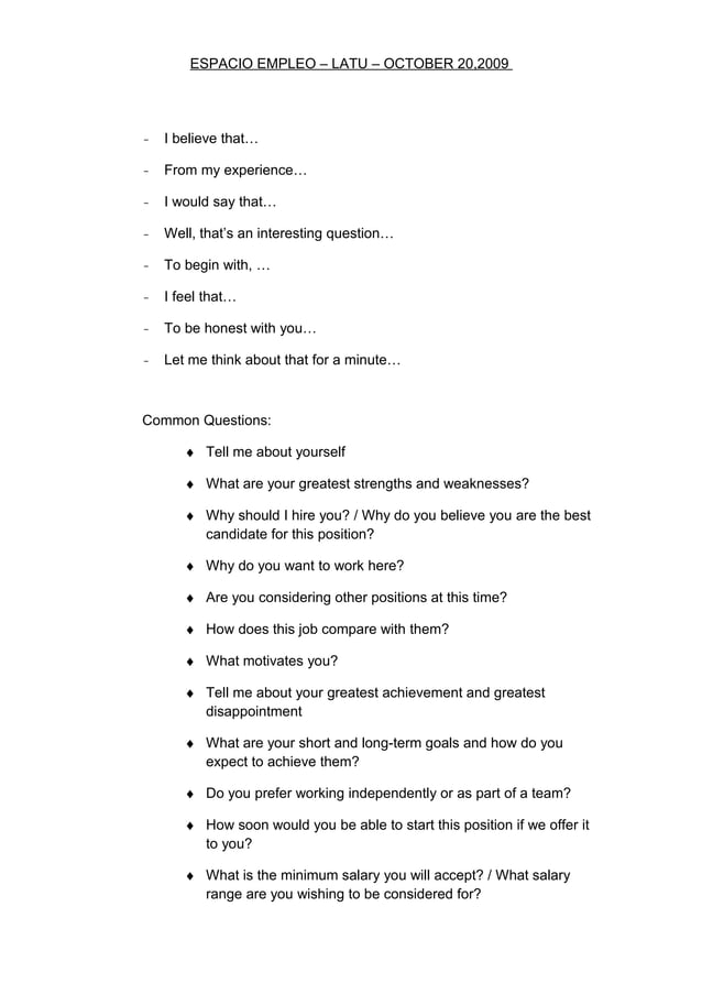 The DOs and DONT's of Job Interviews | PDF