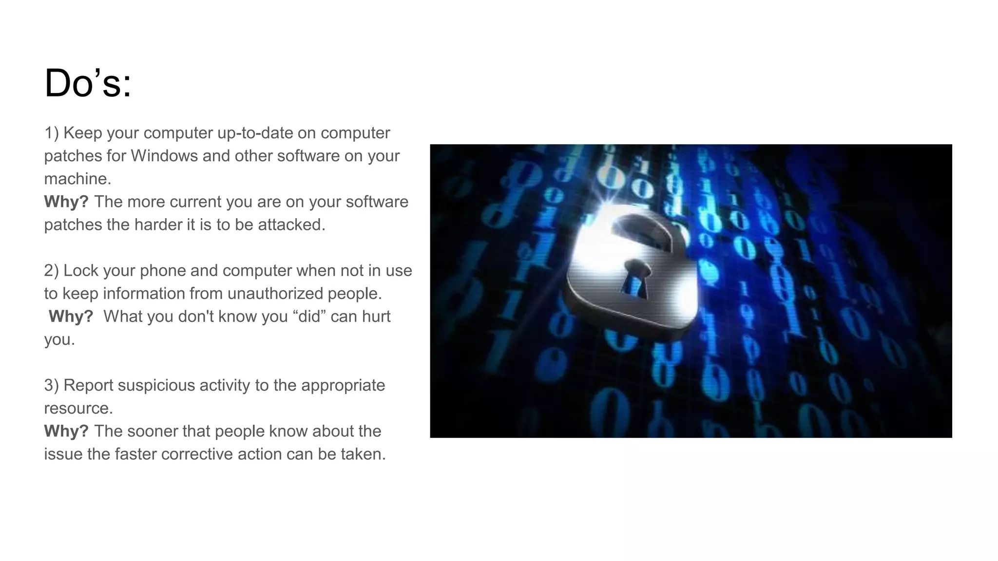 Do’s & don’ts of computer security rough | PPTX | Internet Safety ...