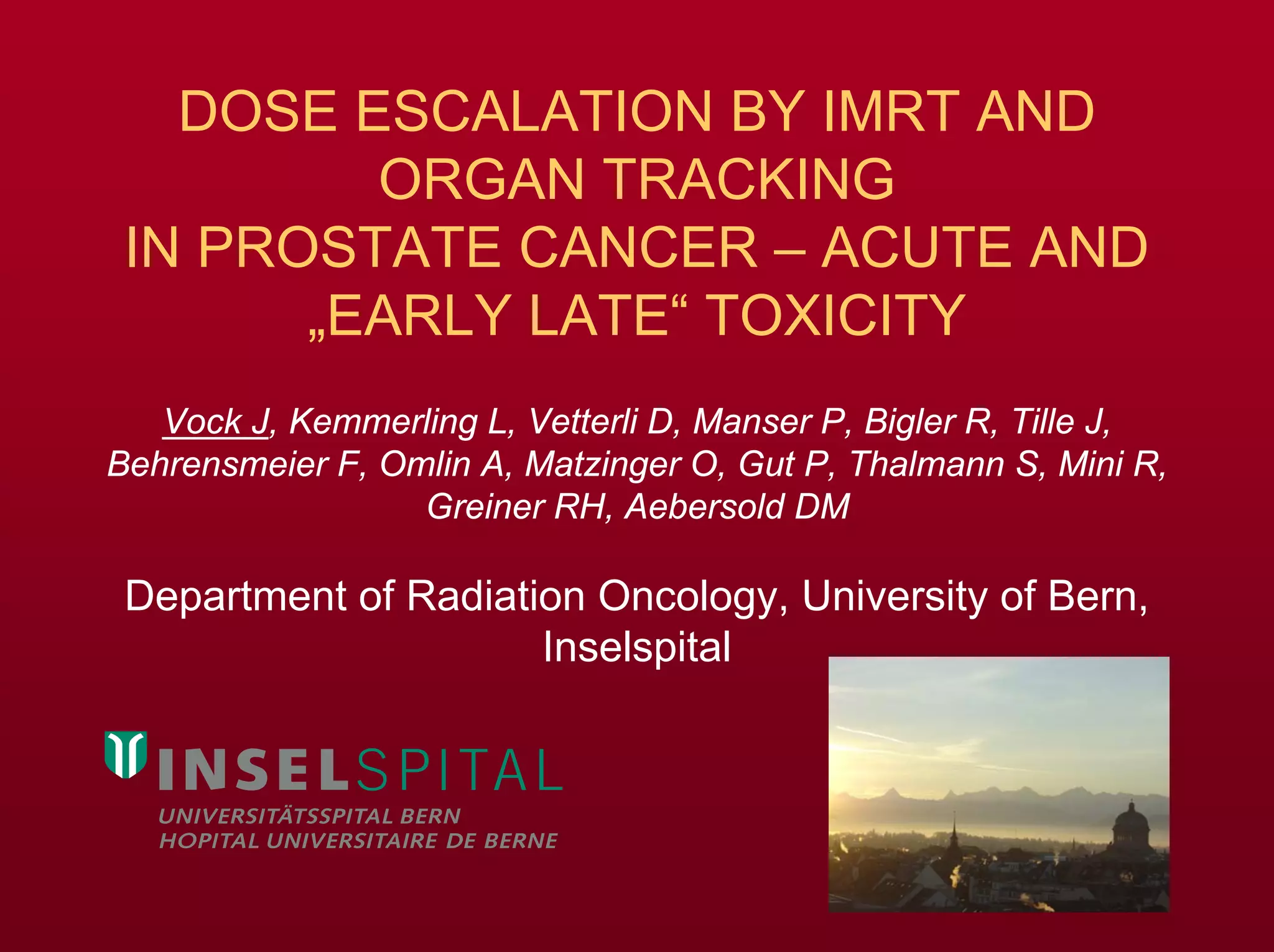 Dose Escalation By Imrt And Organ Trackingin Prostate Cancer | PDF ...