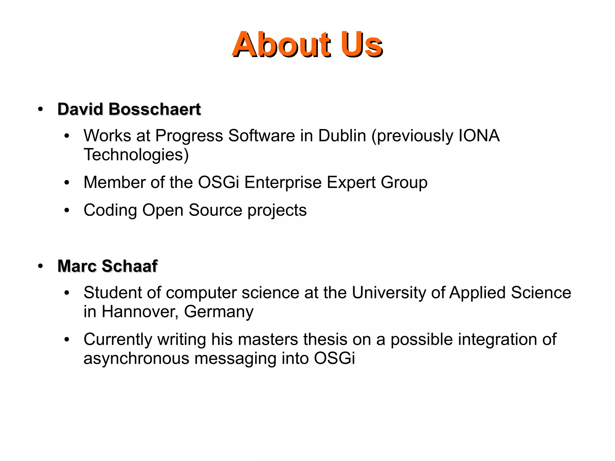 Distributed Services - OSGi 4.2 and possible future enhancements | PDF