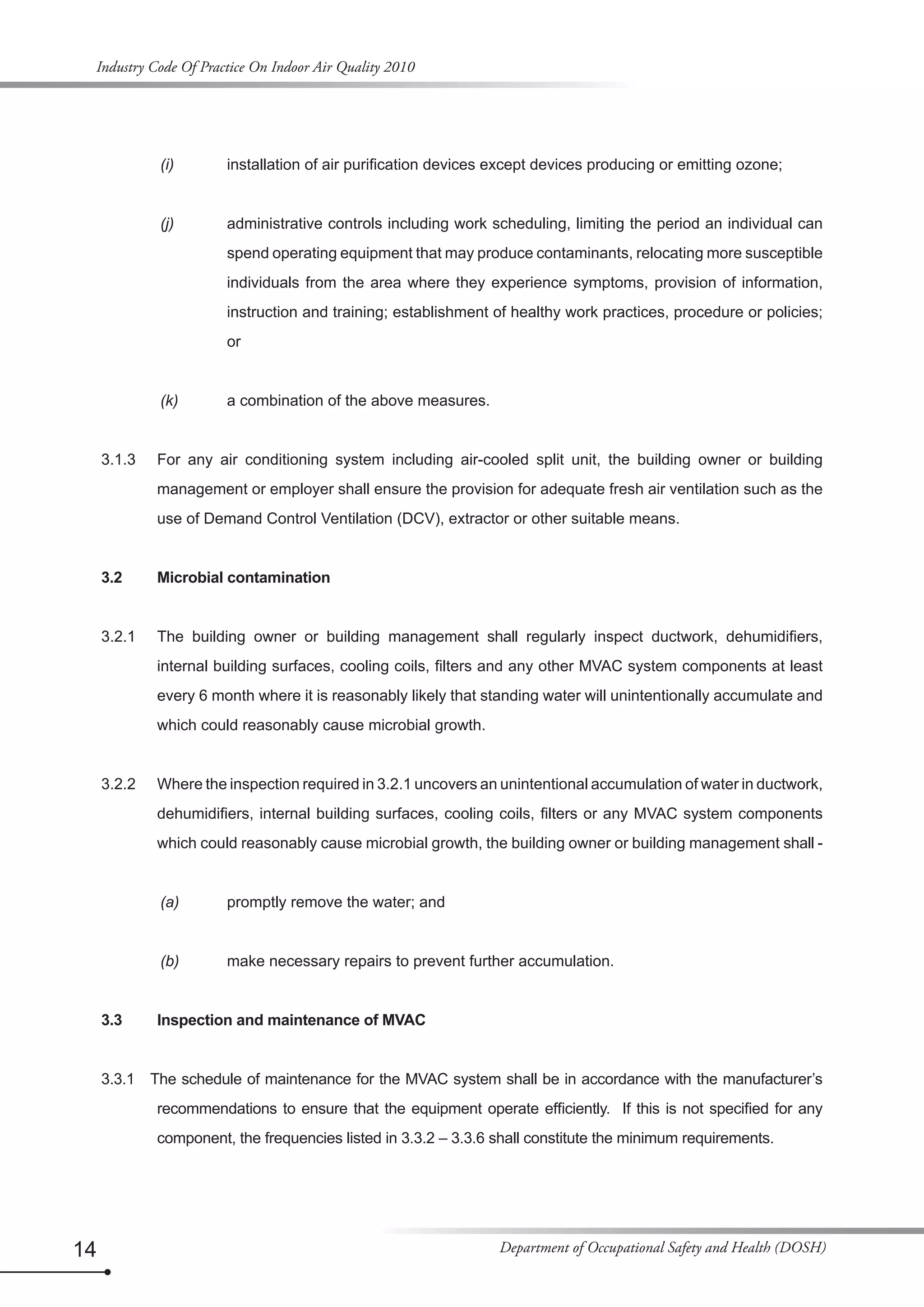 Industry Code of Practice ob Indoor Air Quality 2010 (DOSH MALAYSIA) | PDF