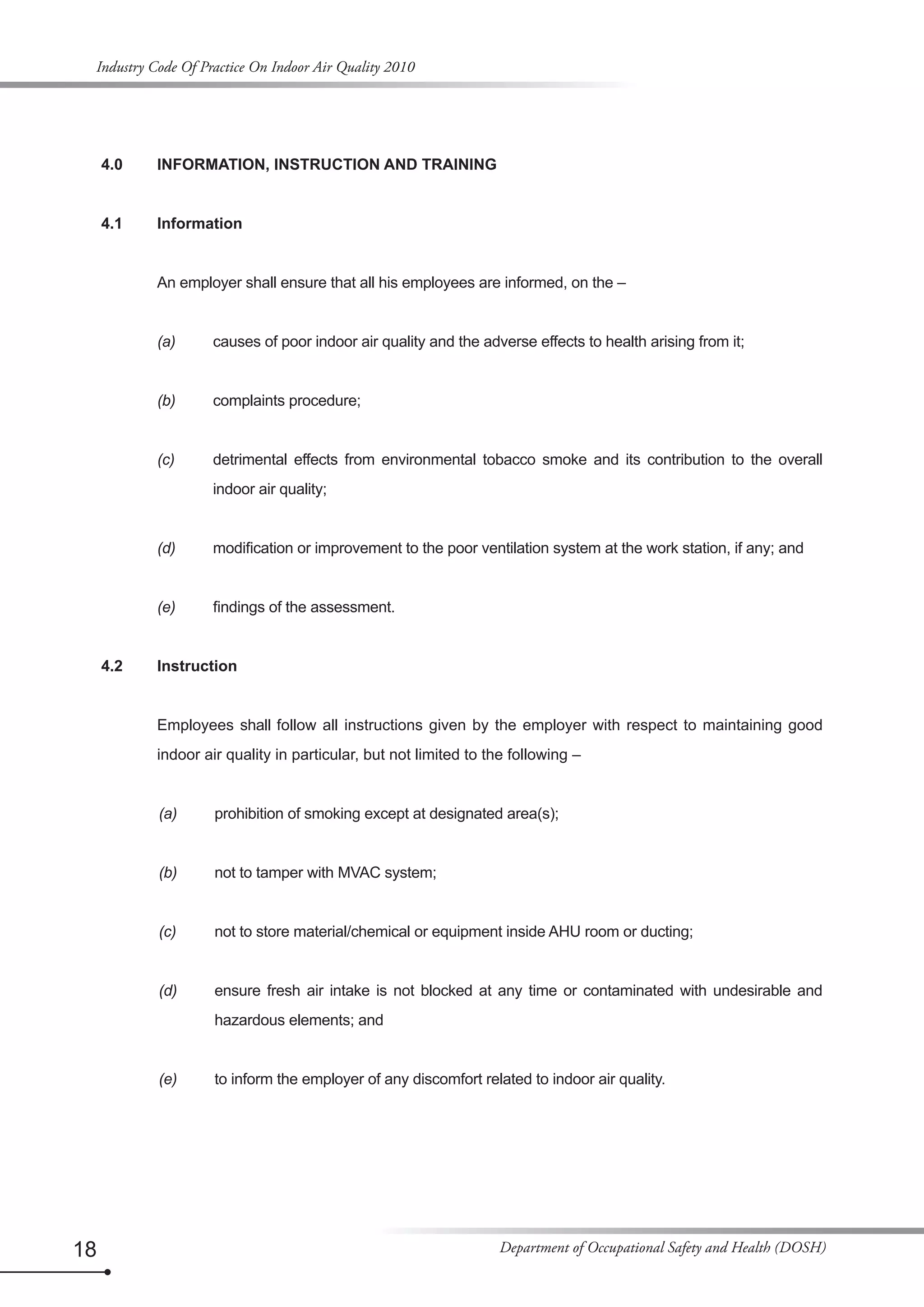 Industry Code of Practice ob Indoor Air Quality 2010 (DOSH MALAYSIA) | PDF