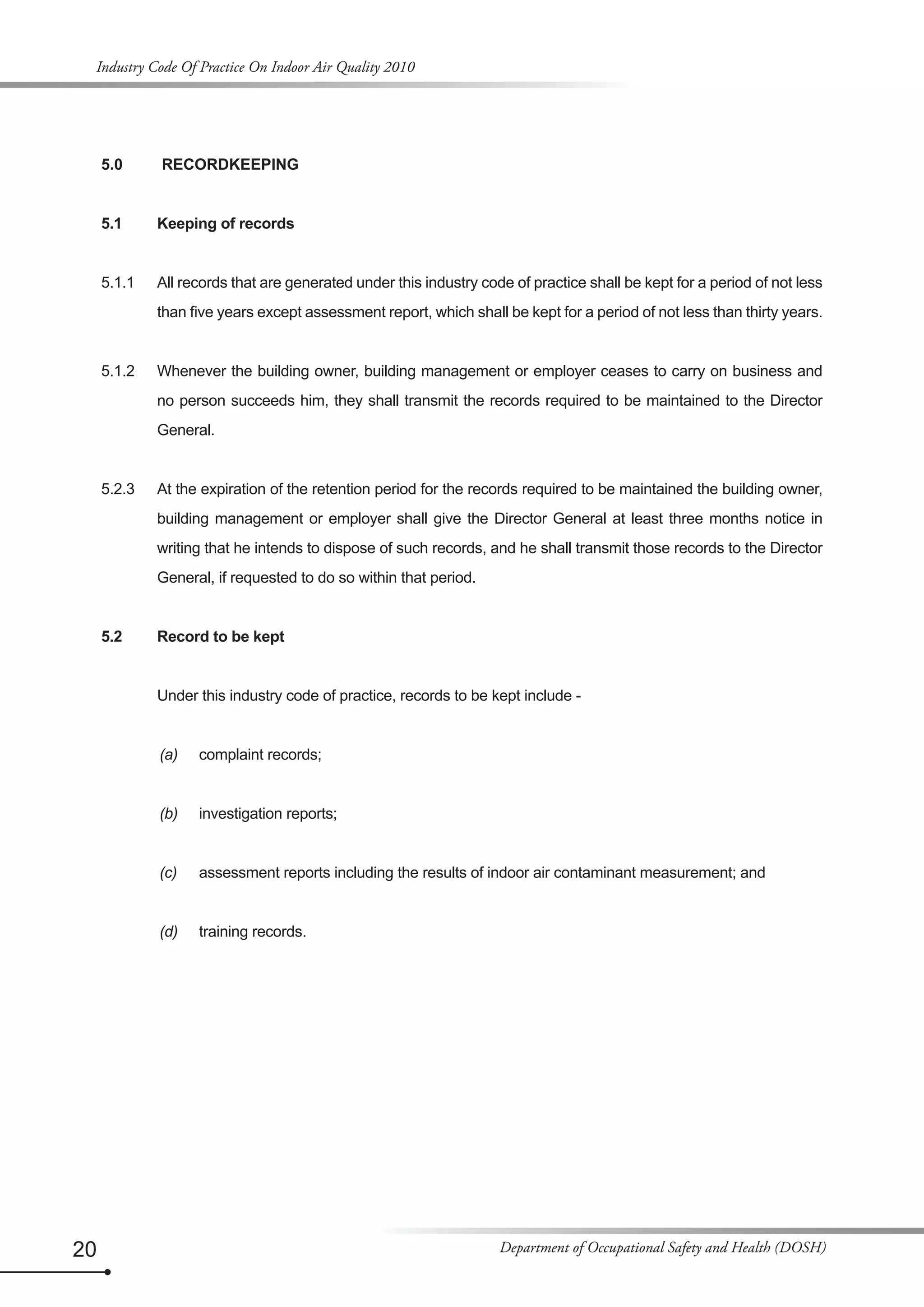 Industry Code of Practice ob Indoor Air Quality 2010 (DOSH MALAYSIA) | PDF