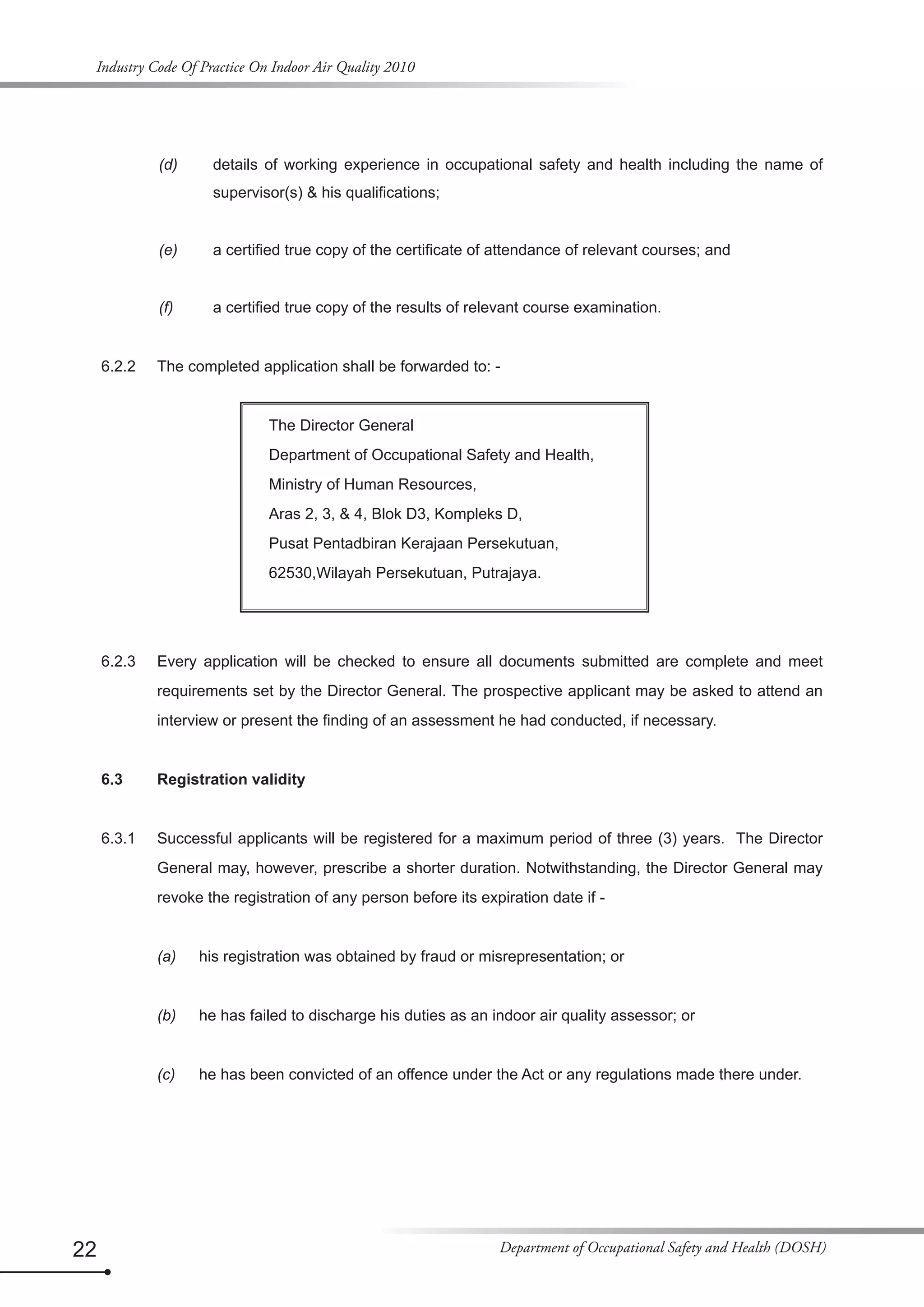 Industry Code of Practice ob Indoor Air Quality 2010 (DOSH MALAYSIA) | PDF