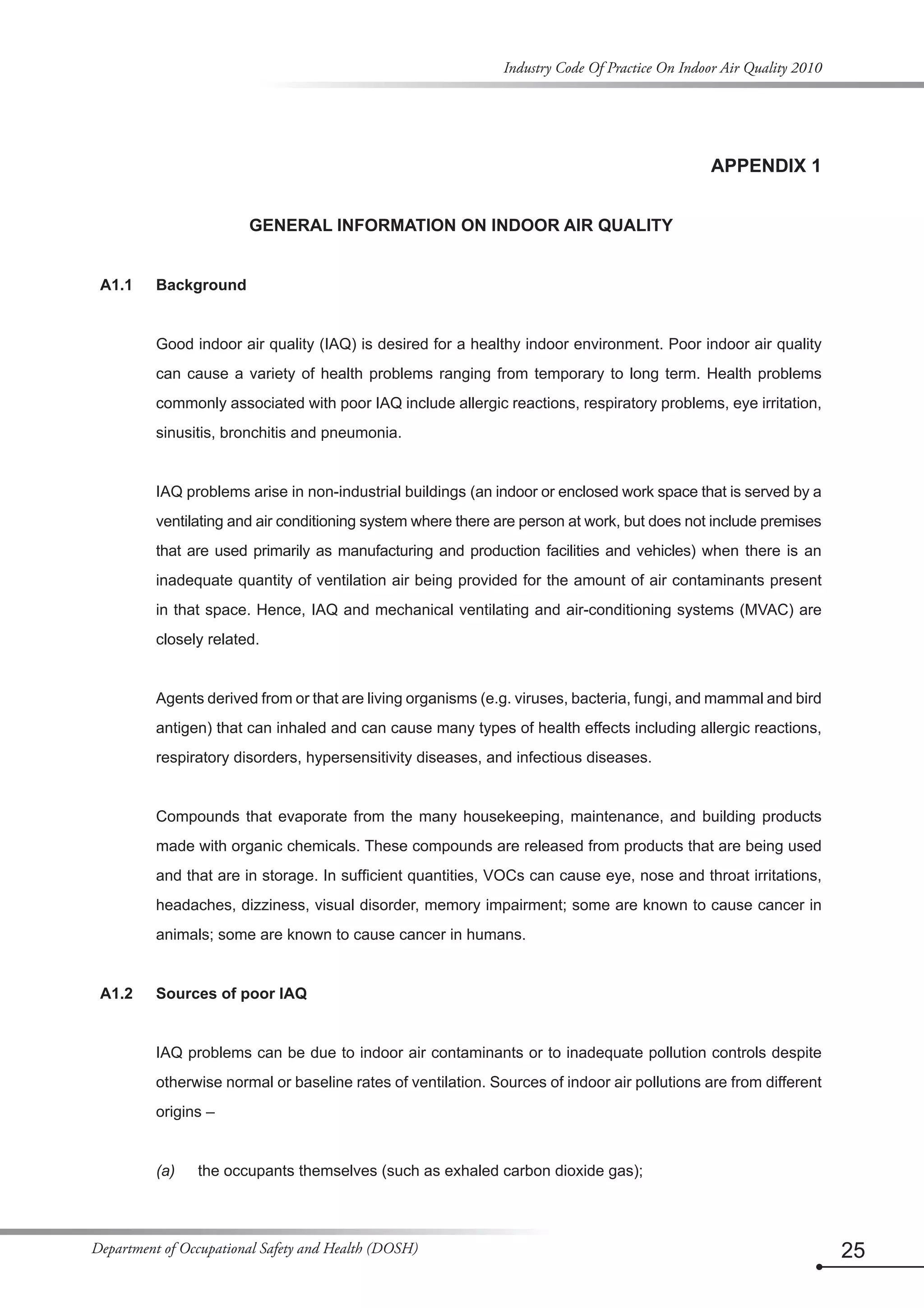Industry Code of Practice ob Indoor Air Quality 2010 (DOSH MALAYSIA) | PDF