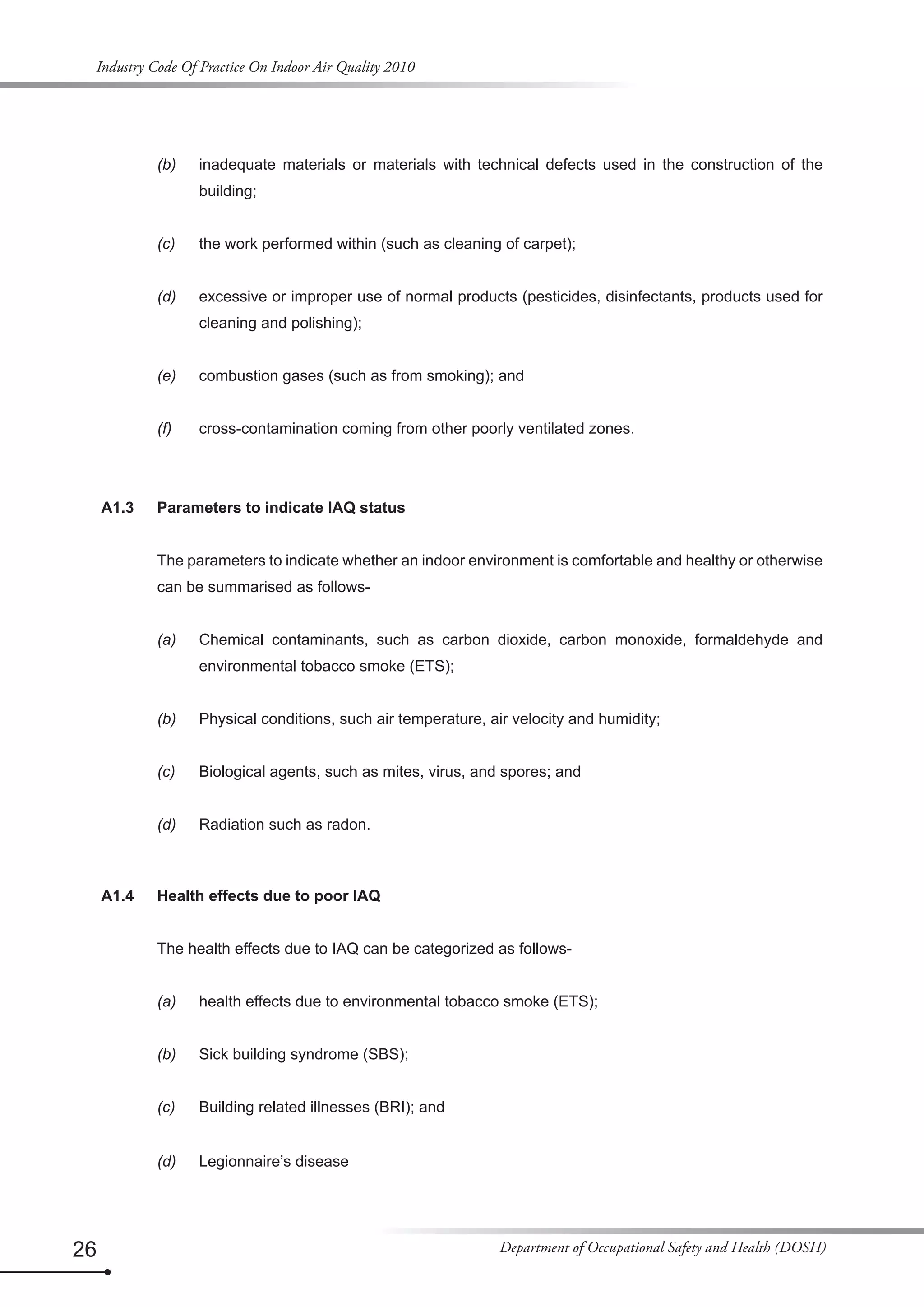 Industry Code of Practice ob Indoor Air Quality 2010 (DOSH MALAYSIA) | PDF