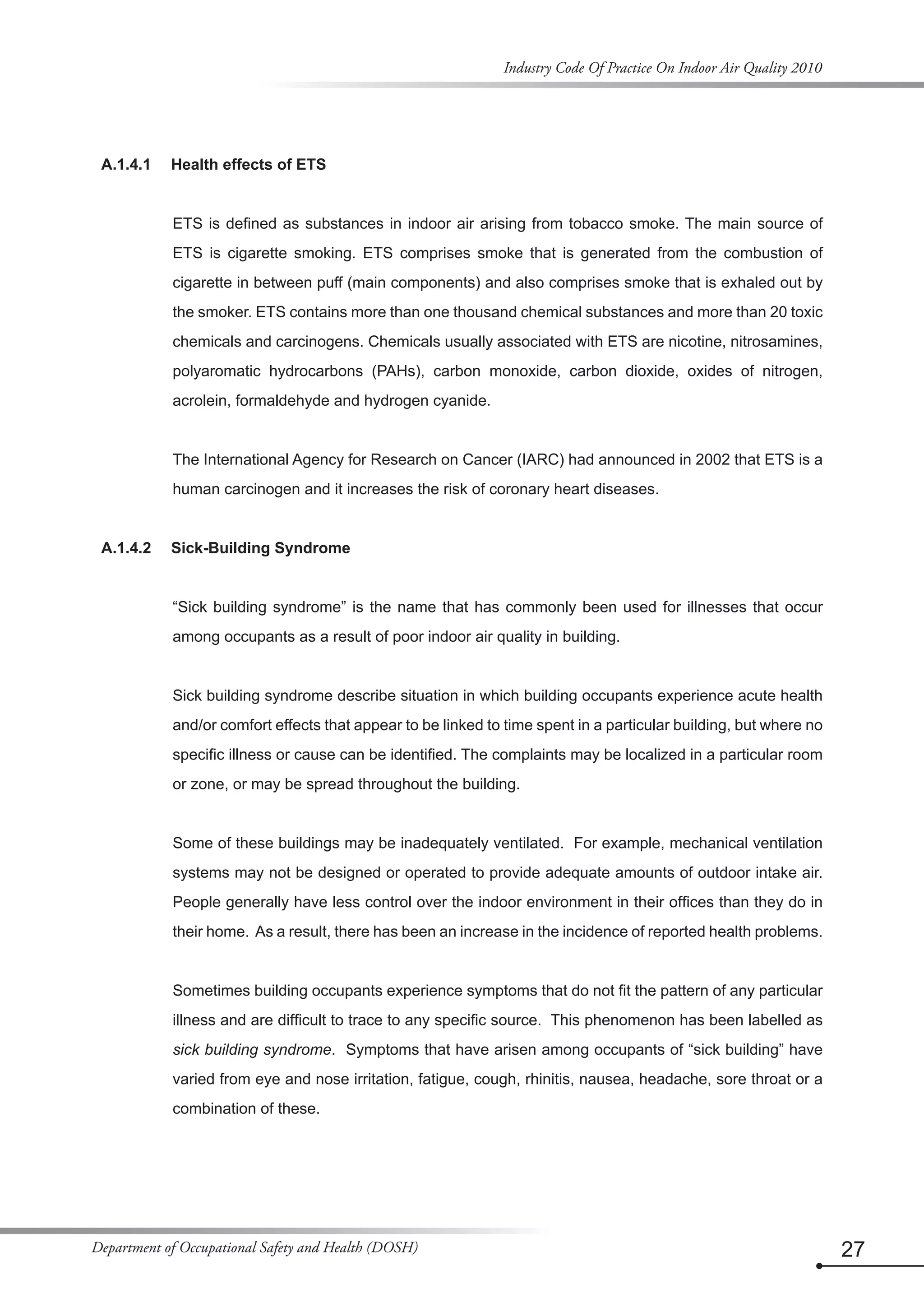 Industry Code of Practice ob Indoor Air Quality 2010 (DOSH MALAYSIA) | PDF