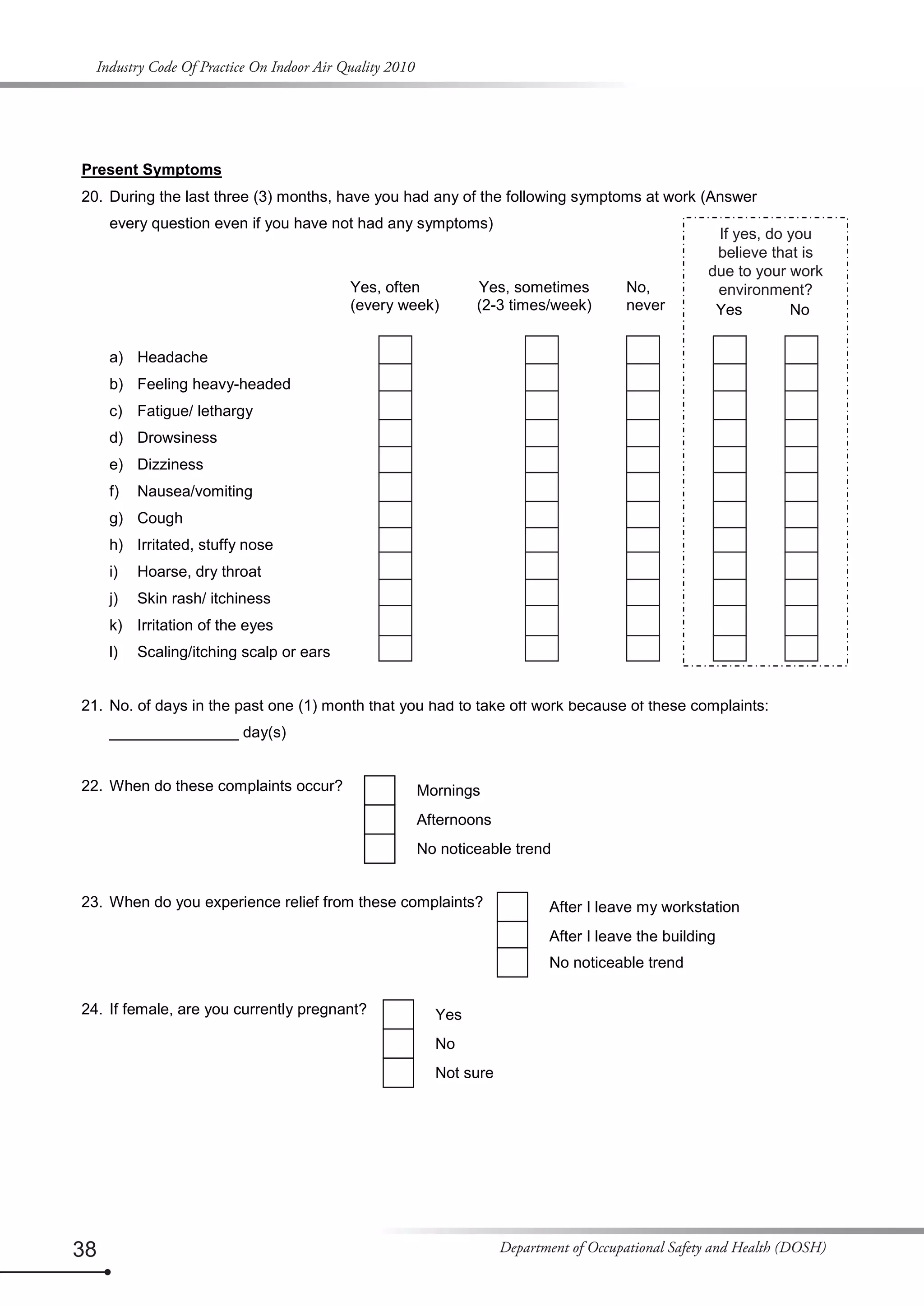 Industry Code of Practice ob Indoor Air Quality 2010 (DOSH MALAYSIA) | PDF
