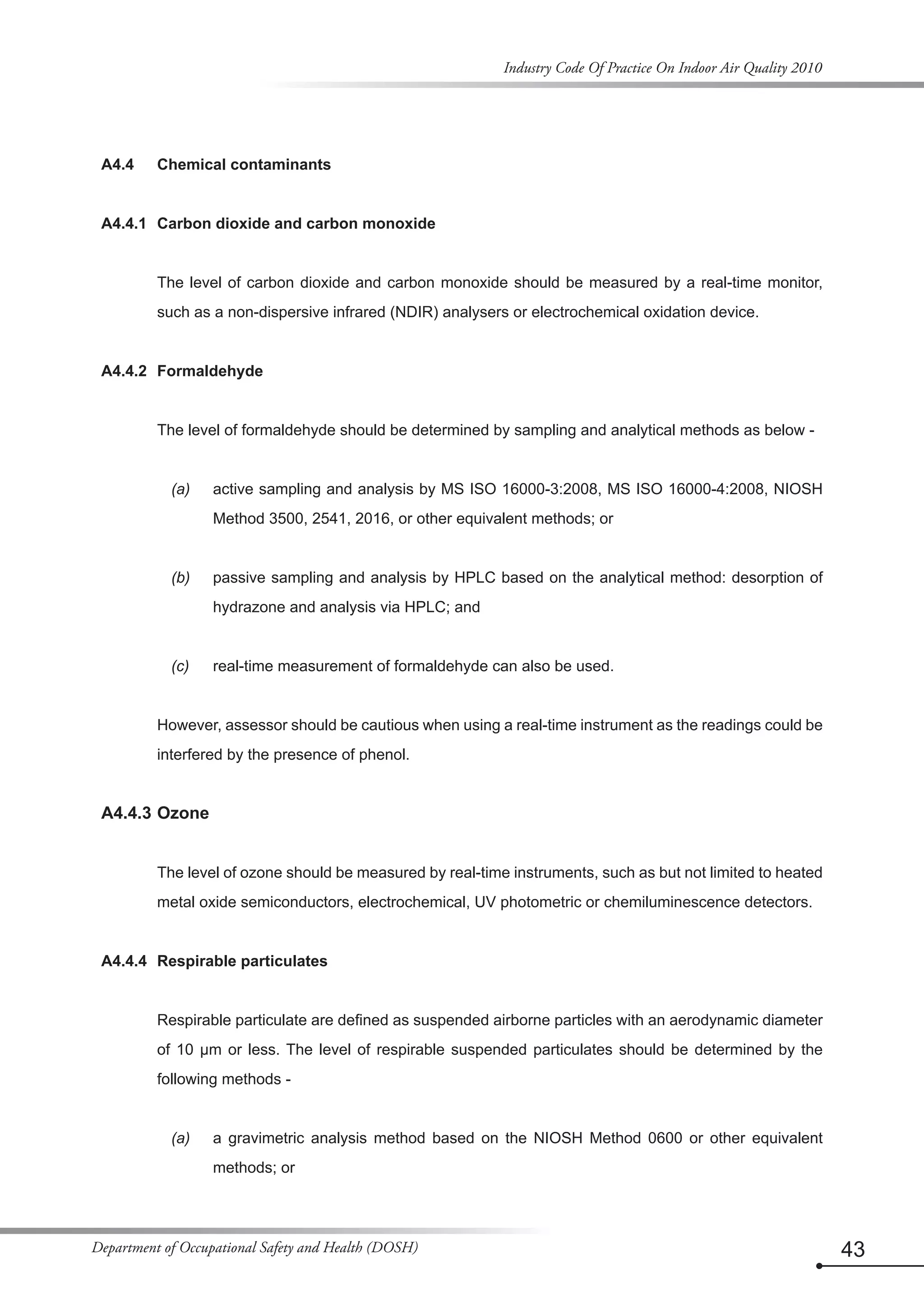 Industry Code of Practice ob Indoor Air Quality 2010 (DOSH MALAYSIA) | PDF