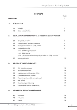 Industry Code of Practice ob Indoor Air Quality 2010 (DOSH MALAYSIA) | PDF