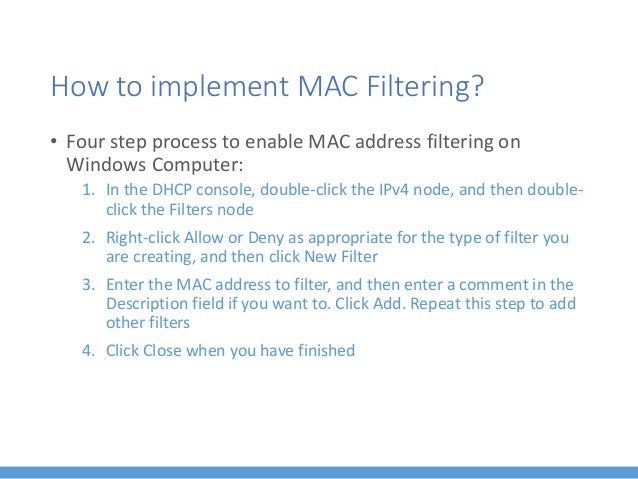 Mac Filtering