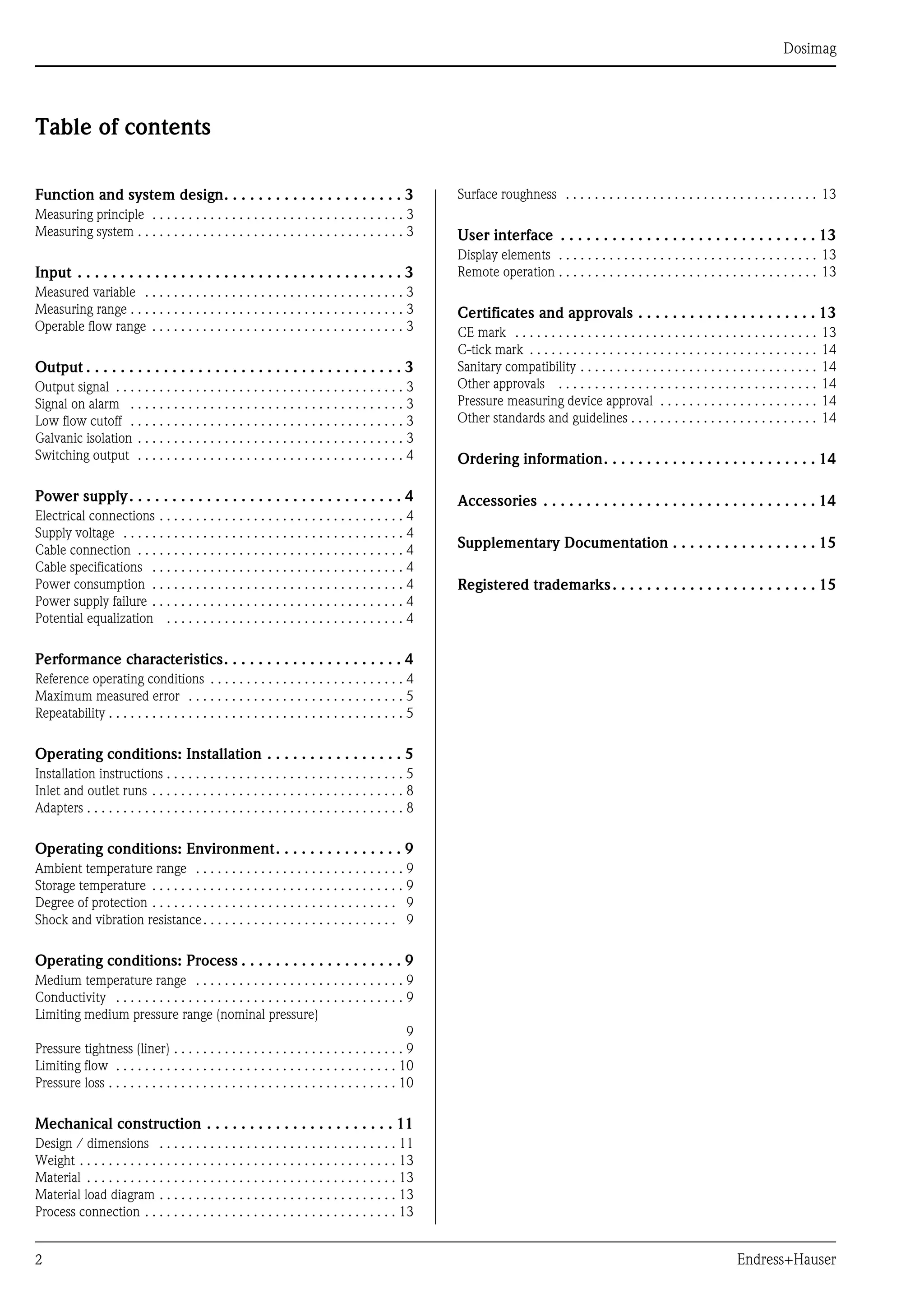 Dosimag. Electromagnetic Flow Measuring System | PDF