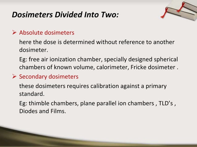 Dosimetry concepts and dosimeters | PPTX