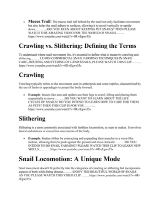 DO SNAILS CRAWL OR SLITHER.EXPLAIN WITH EVIDENCE. | DOCX