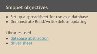 Do something in 5 minutes with gas 1-use spreadsheet as database | PDF