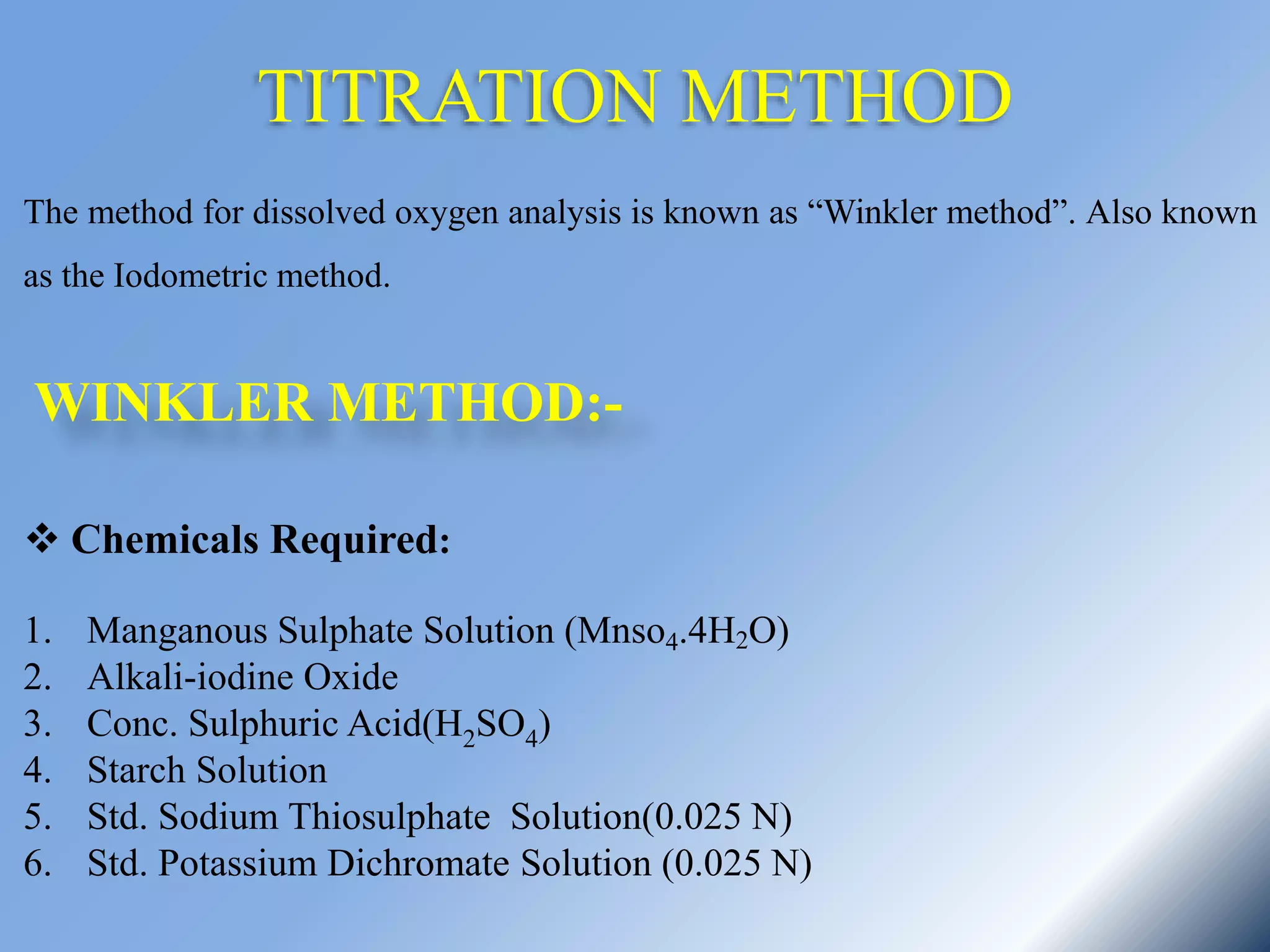 Dissolved oxygen and its method of determination | PPTX