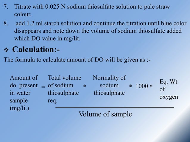 Dissolved oxygen and its method of determination | PPTX | Chemistry ...
