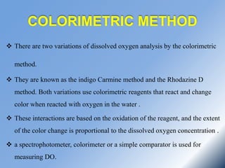 Dissolved oxygen and its method of determination | PPTX
