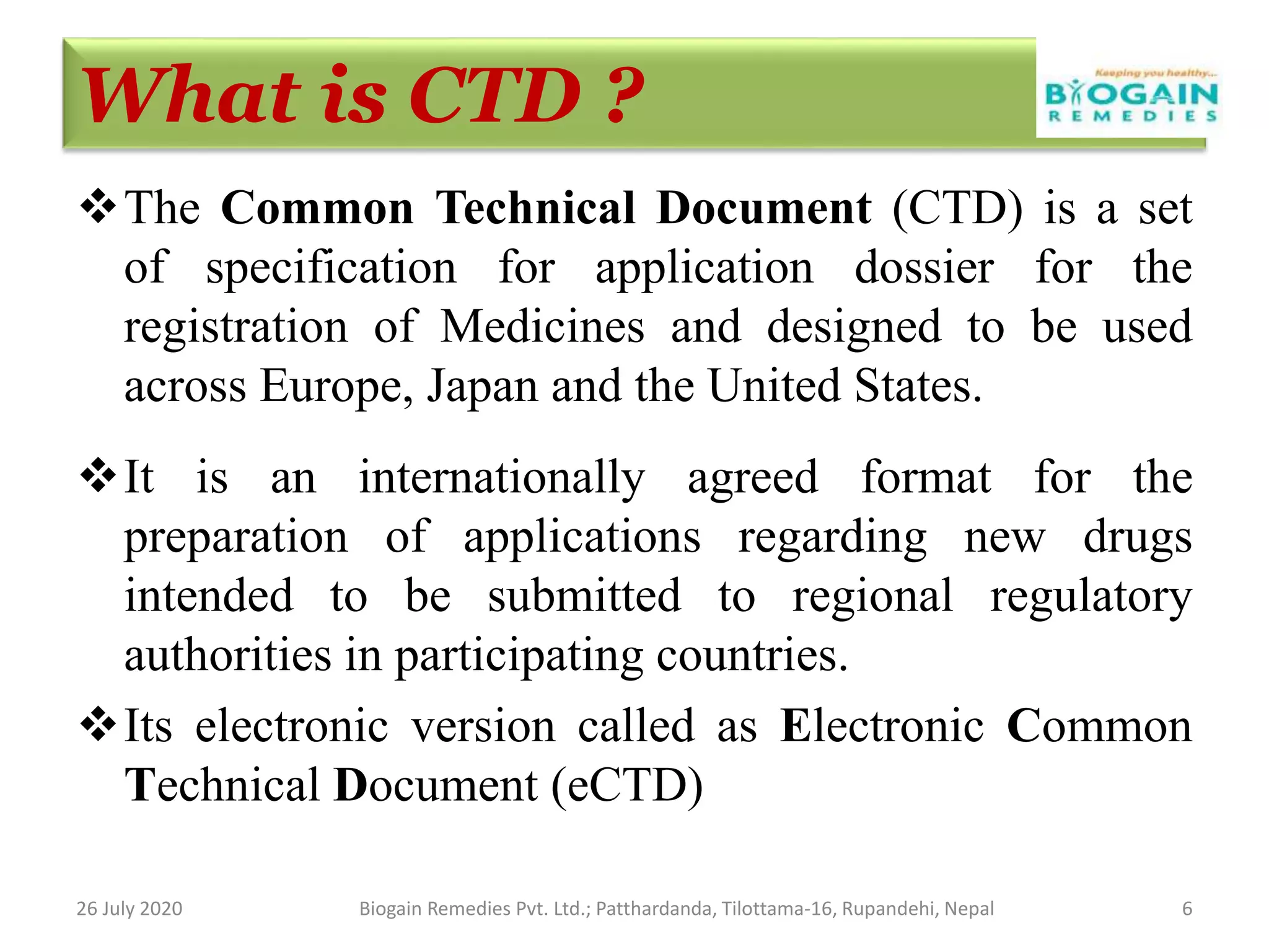 Dossier Preparation/ CTD (Common Technical Document) | PPTX