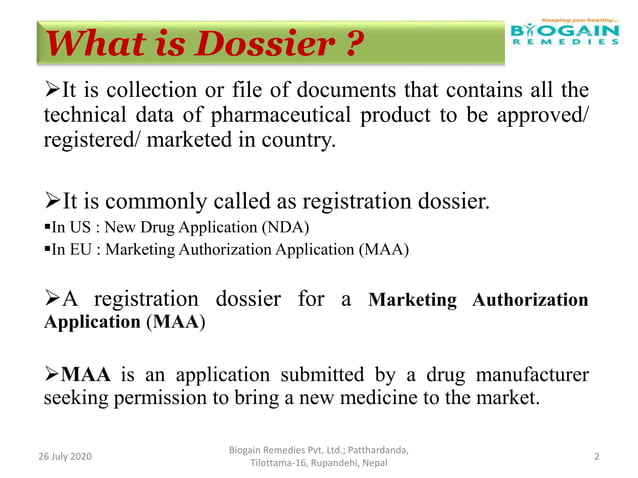 Dossier Preparation/ CTD (Common Technical Document) | PPTX ...