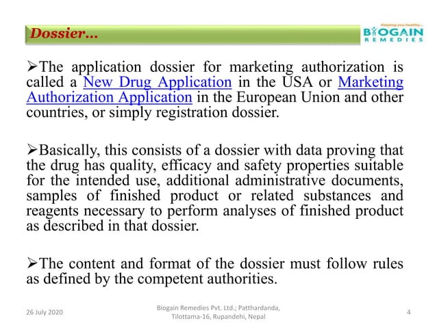 Dossier Preparation/ CTD (Common Technical Document) | PPTX ...
