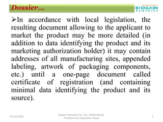 Dossier Preparation/ CTD (Common Technical Document) | PPTX