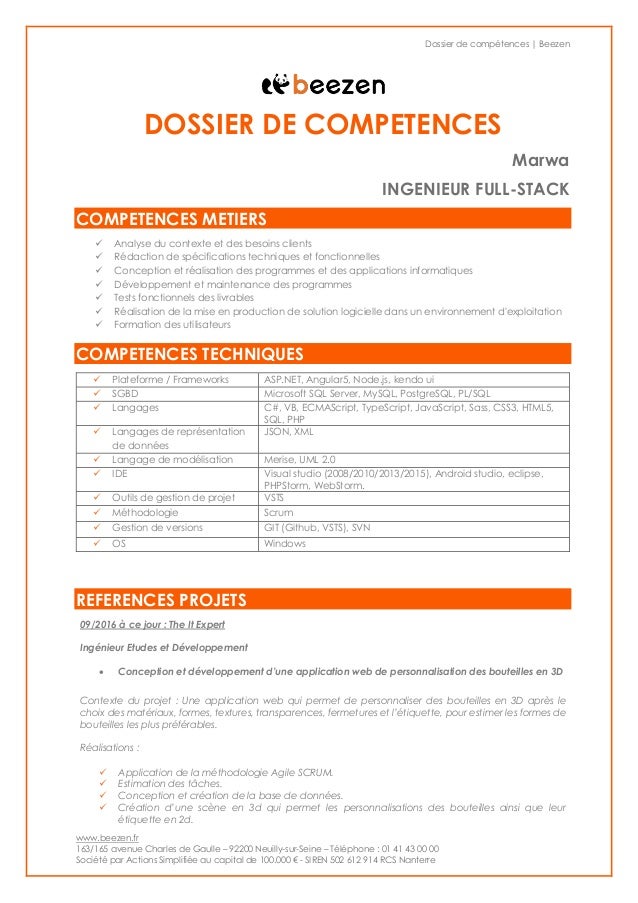 Dossier de competences mk beezen