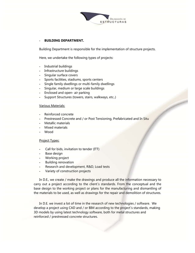 Dossier Delineación de Estructuras (Inglés) | PDF
