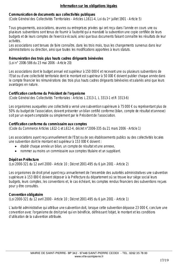Dossier demande de subventions pour les Associations de Saint-Pierre Dossier demande de subventions pour les Associations de Saint-Pierre