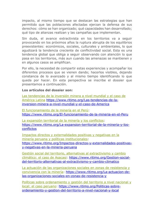 Dossier “Escenarios de transición y alternativas al modelo ...