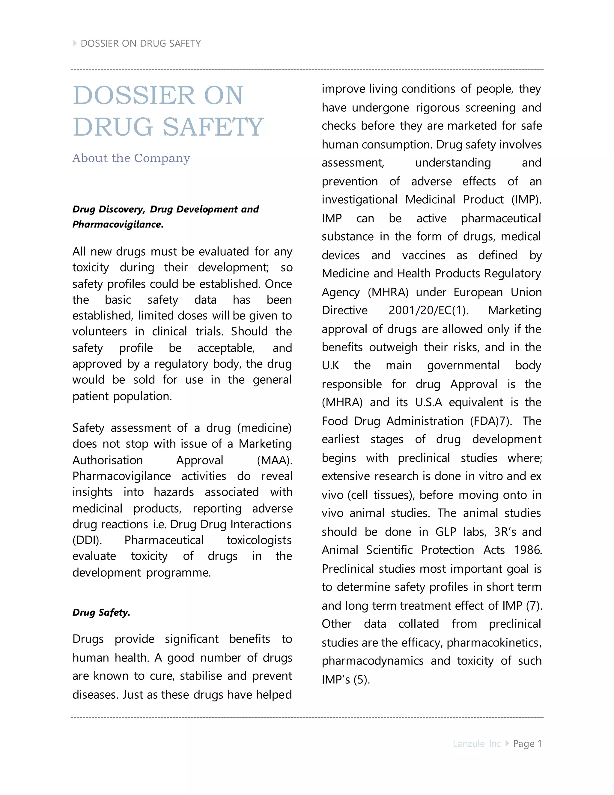 Dossier on drug safety | PDF