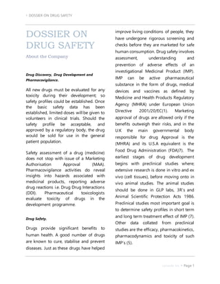Dossier on drug safety | PDF