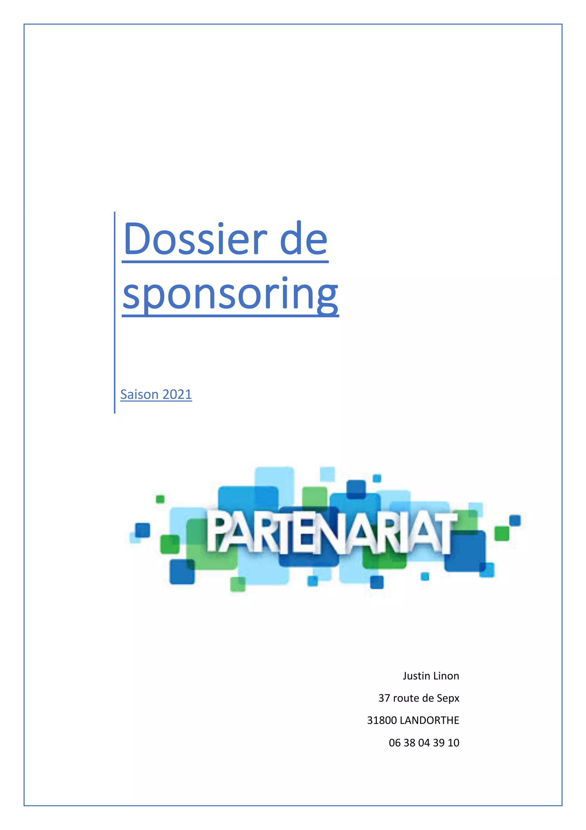 Dossier sponsoring Justin Linon | PDF