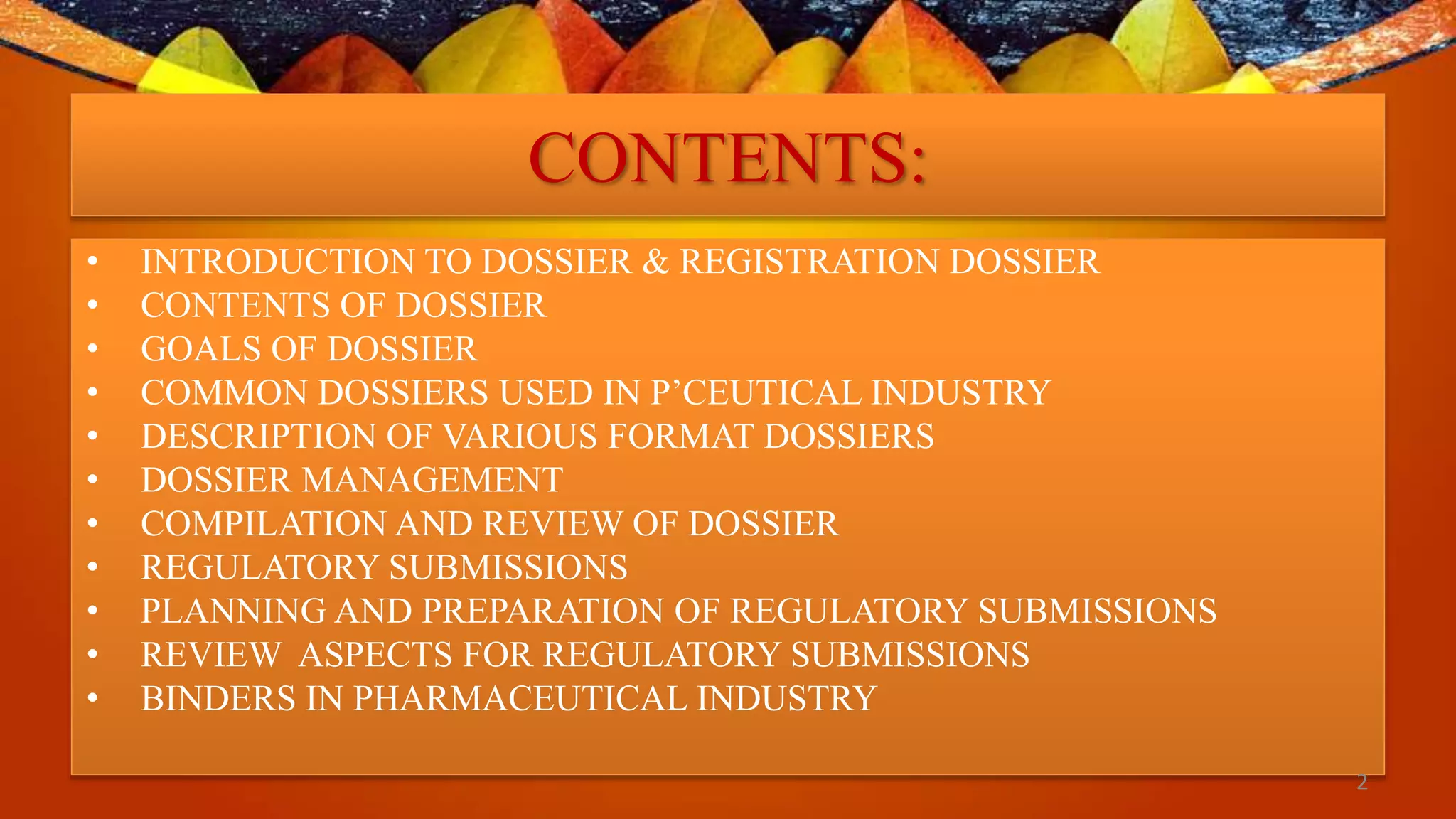 Pharmaceutical Dossier submission | PPTX