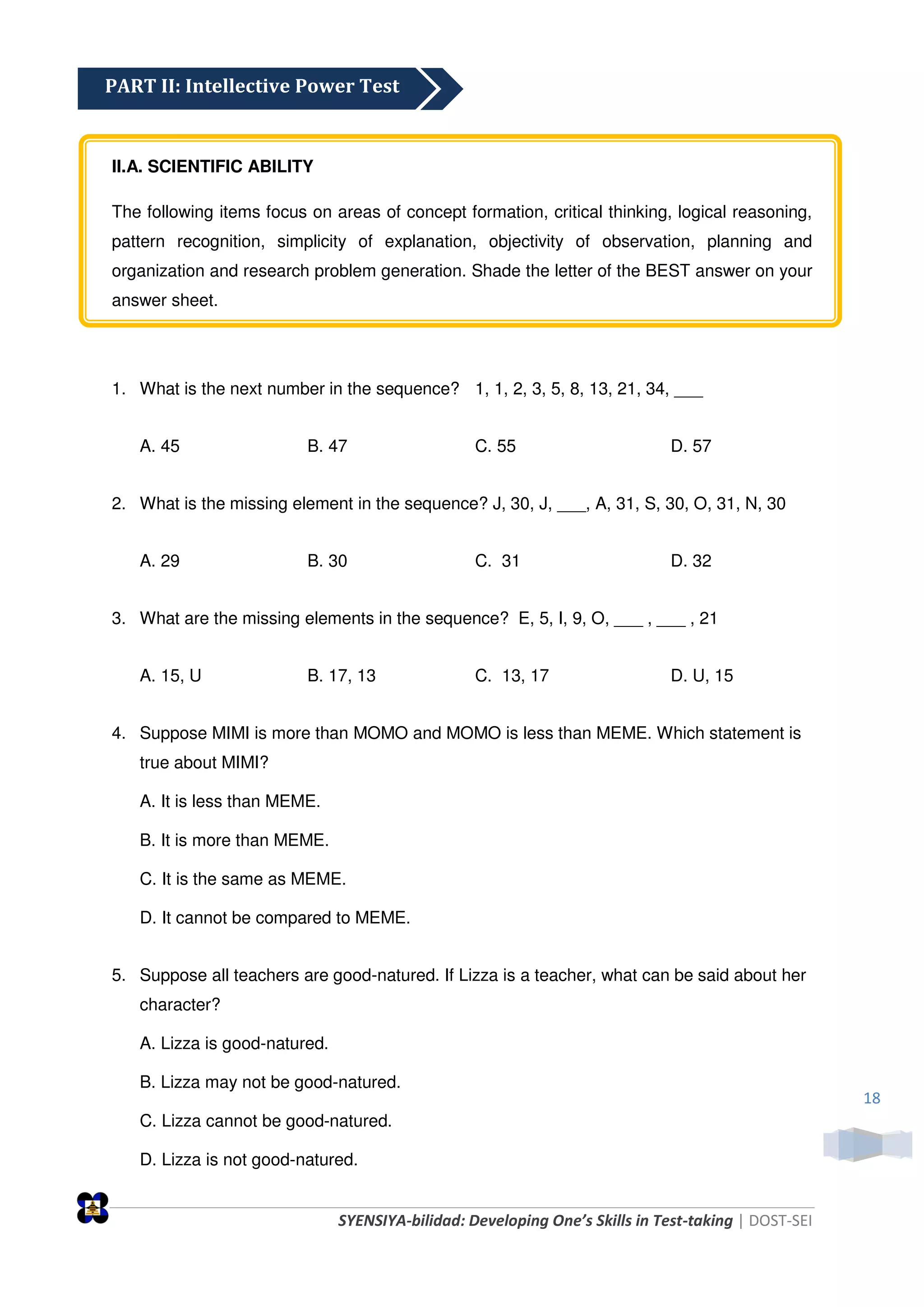 Dost SEI-Scholarship Exam Reviewer | PDF