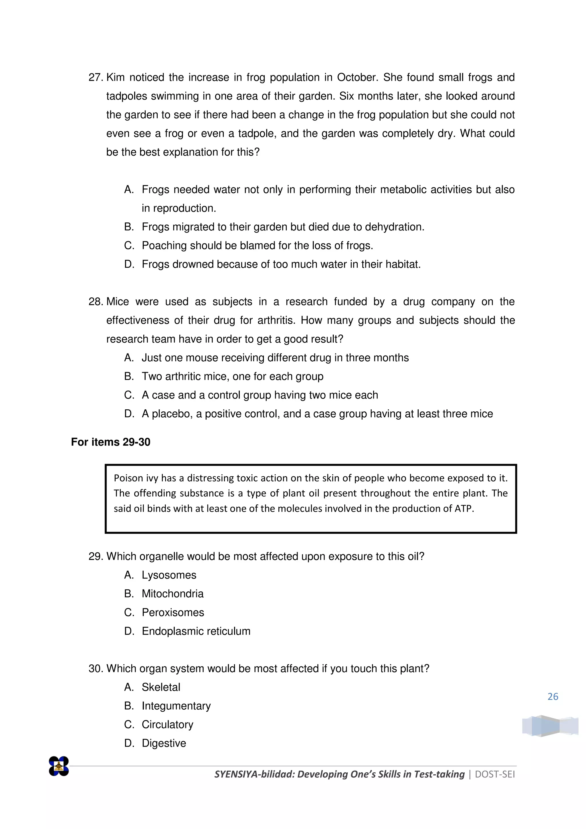 Dost SEI-Scholarship Exam Reviewer | PDF