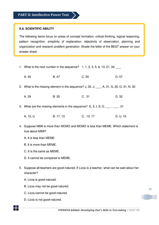 Dost SEI-Scholarship Exam Reviewer | PDF