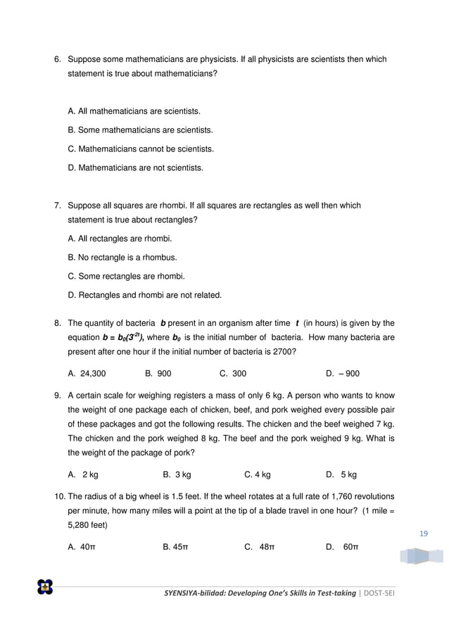 Dost SEI-Scholarship Exam Reviewer | PDF
