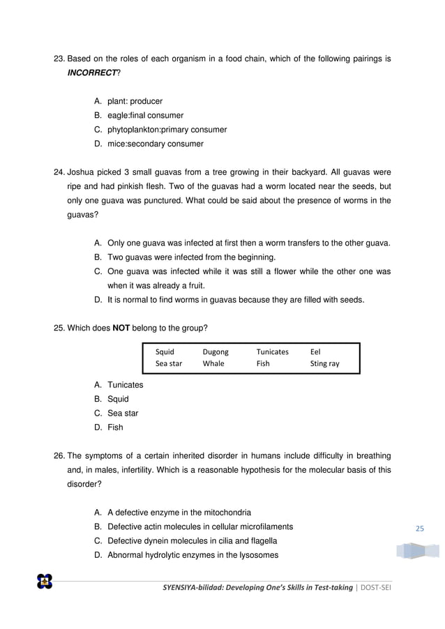 Dost SEI-Scholarship Exam Reviewer | PDF