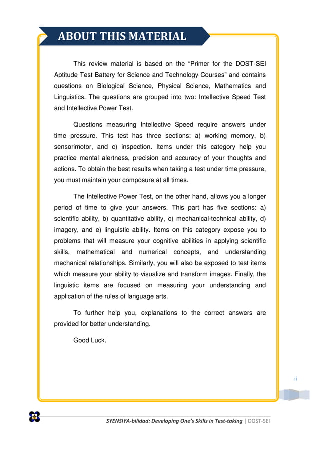 Dost SEI-Scholarship Exam Reviewer | PDF