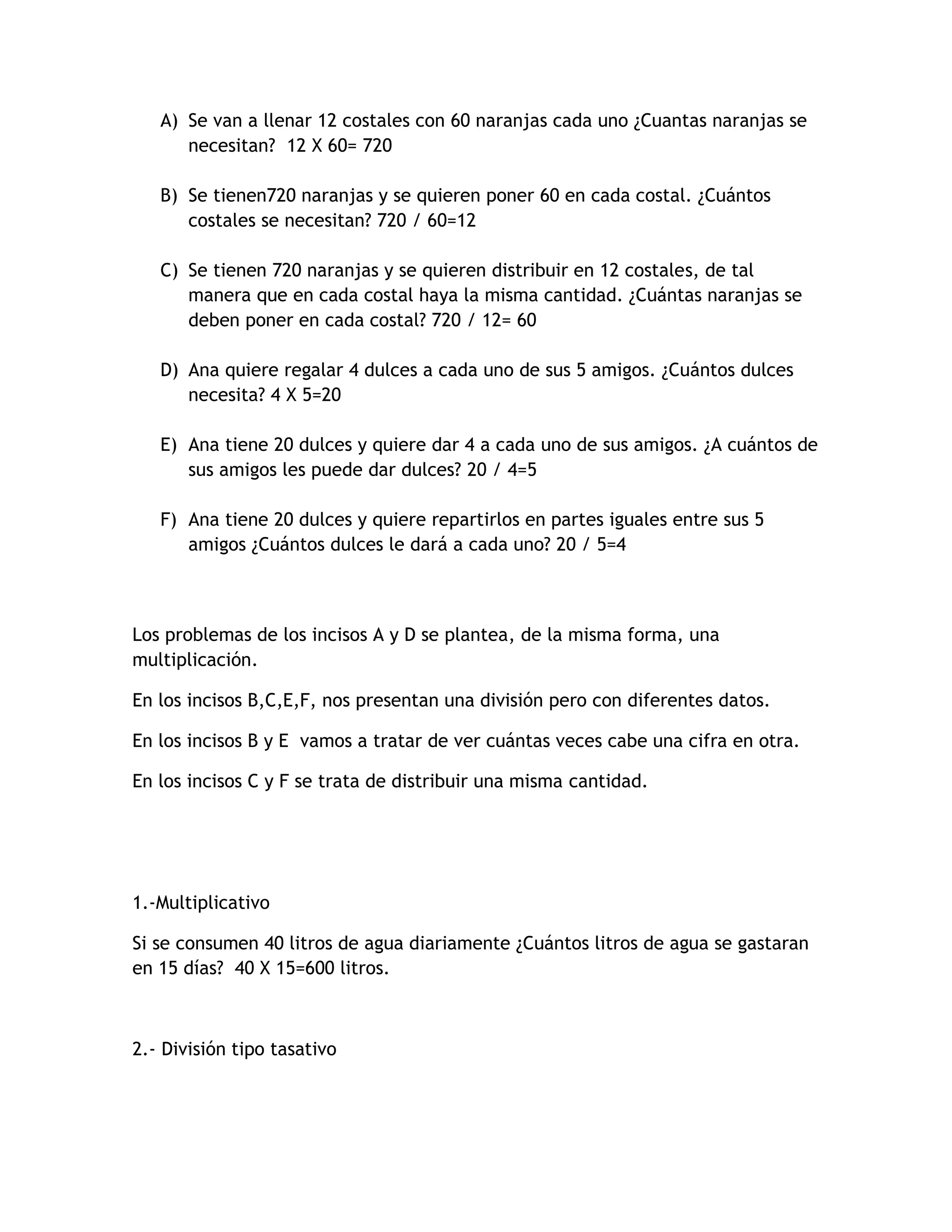 Dos tipos de problemas de multiplicacion | DOCX