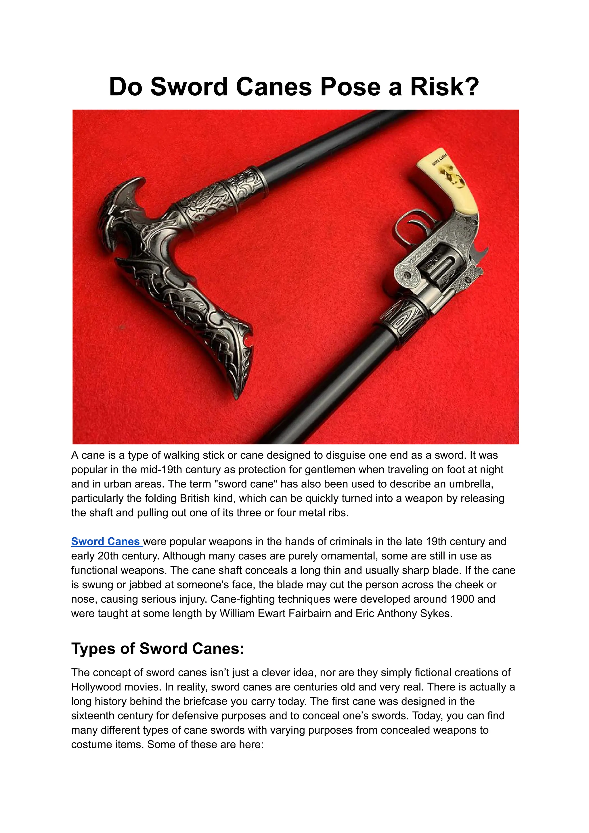 Do Sword Canes Pose a Risk? | PDF