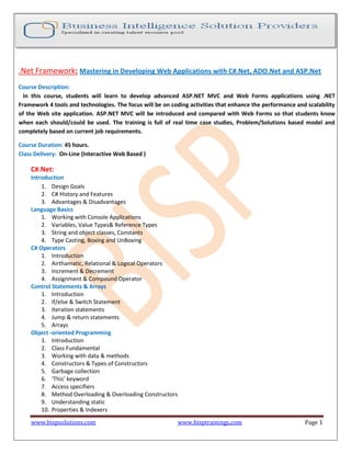 Dot net-course-curriculumn | PDF