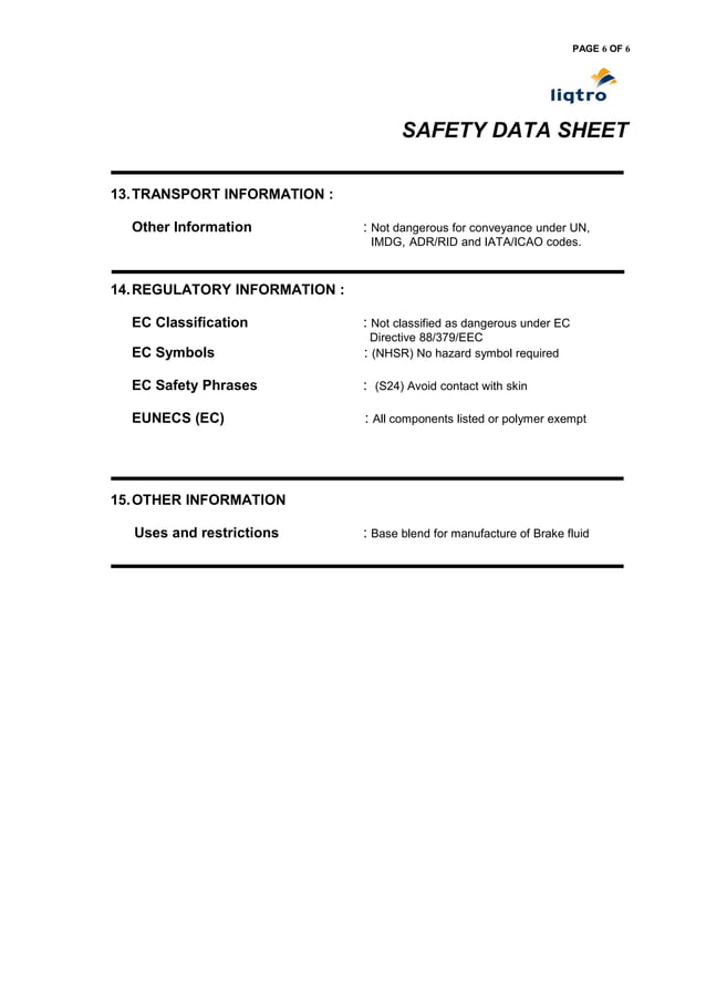 Brake Fluids DOT 3 (Material Safety Data Sheet) | PDF | First Aid ...